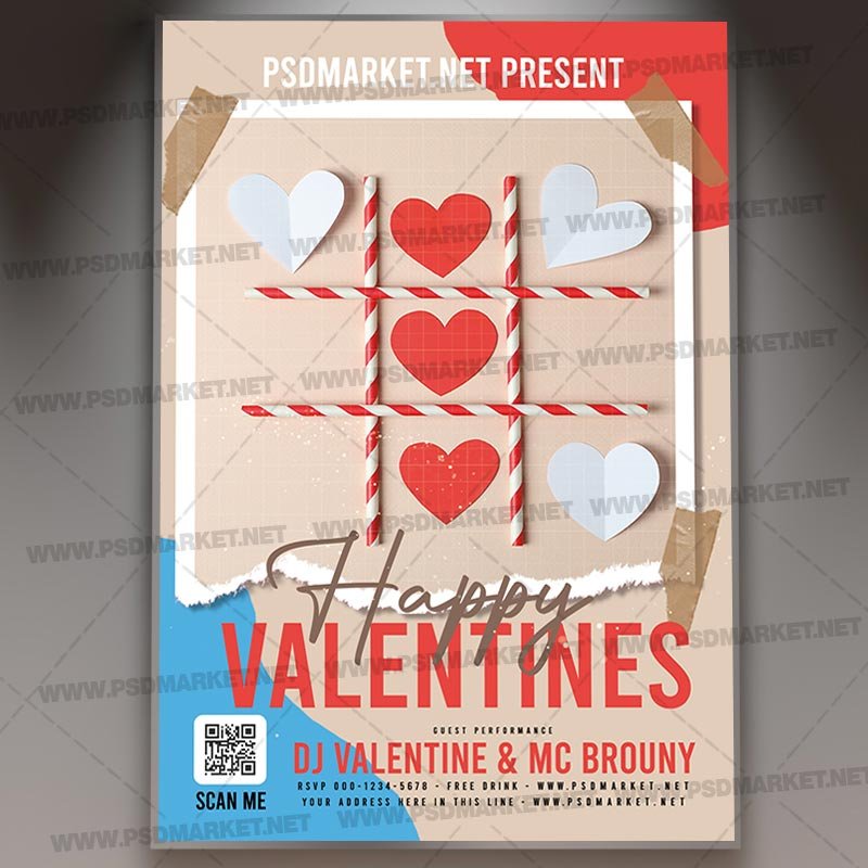 Happy Valentines Day Card Printable Template : u/psdmarket_net