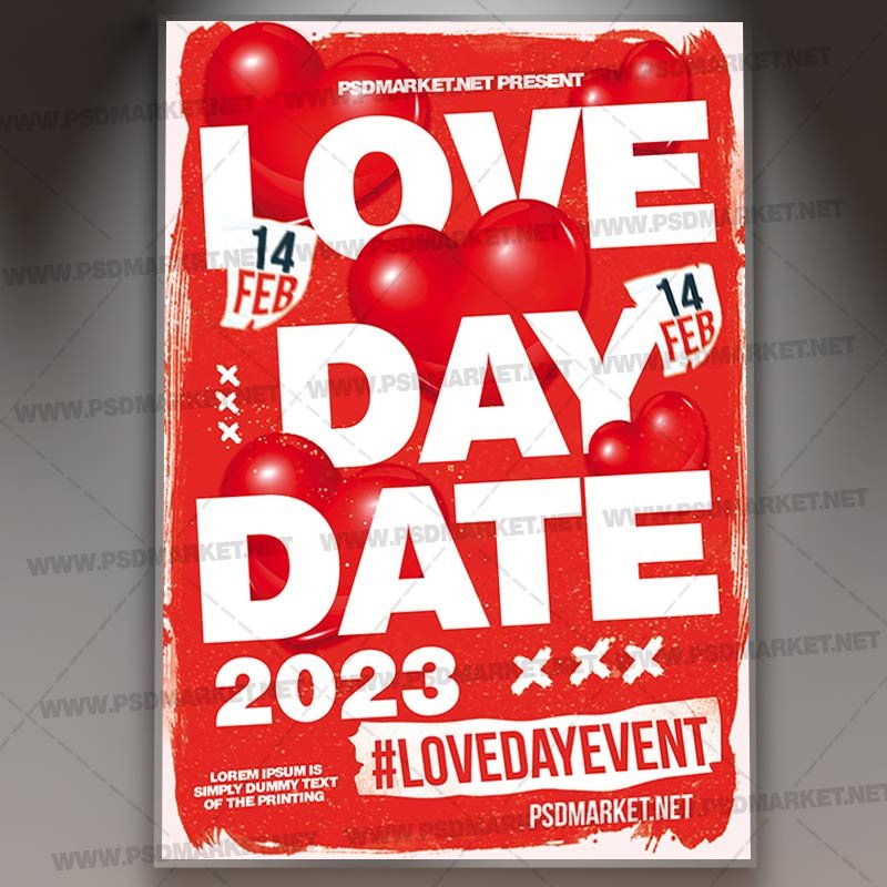 Love Day Date Card Printable Template Flyer PSD | PSDmarket