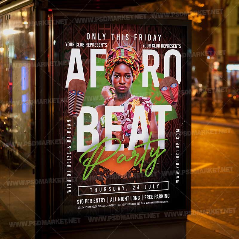 Download Afro Beat Party Card Printable Template | PSDmarket