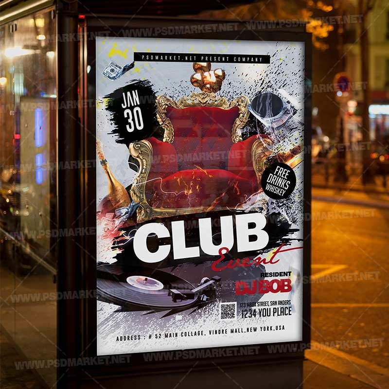 Club Event Card Printable Template Flyer PSD | PSDmarket