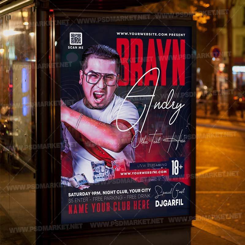 Dj Party Card Printable Template Flyer PSD | PSDmarket