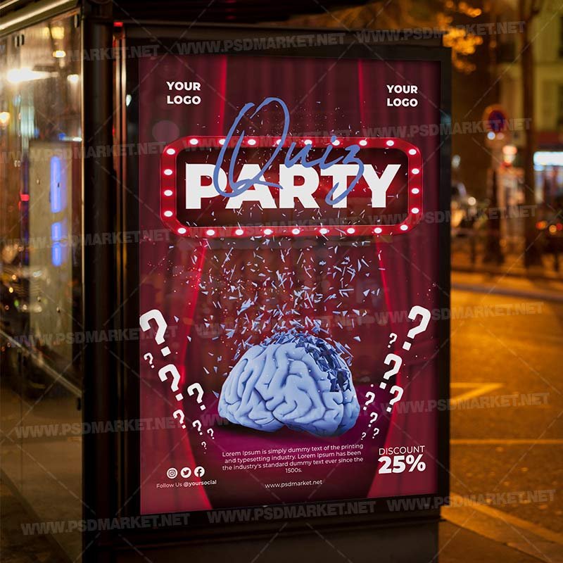 Download Quiz Party Card Printable Template Flyer | PSDmarket