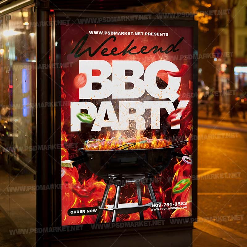 Bbq Weekend Card Printable Template Flyer | PSDmarket