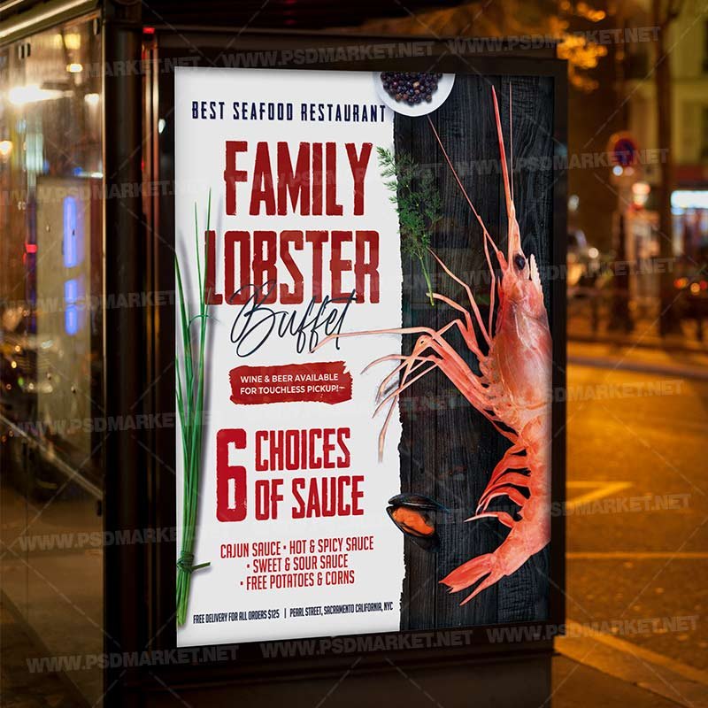 Crawfish Card Printable Template Flyer PSD | PSDmarket