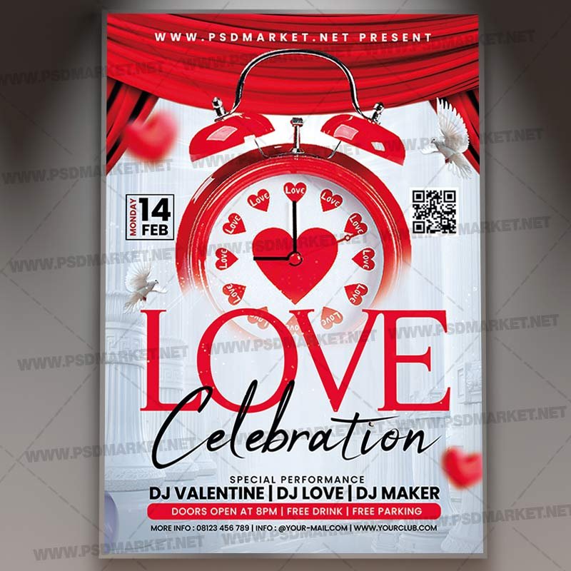 Love Celebration Card Printable Template Flyer PSD | PSDmarket