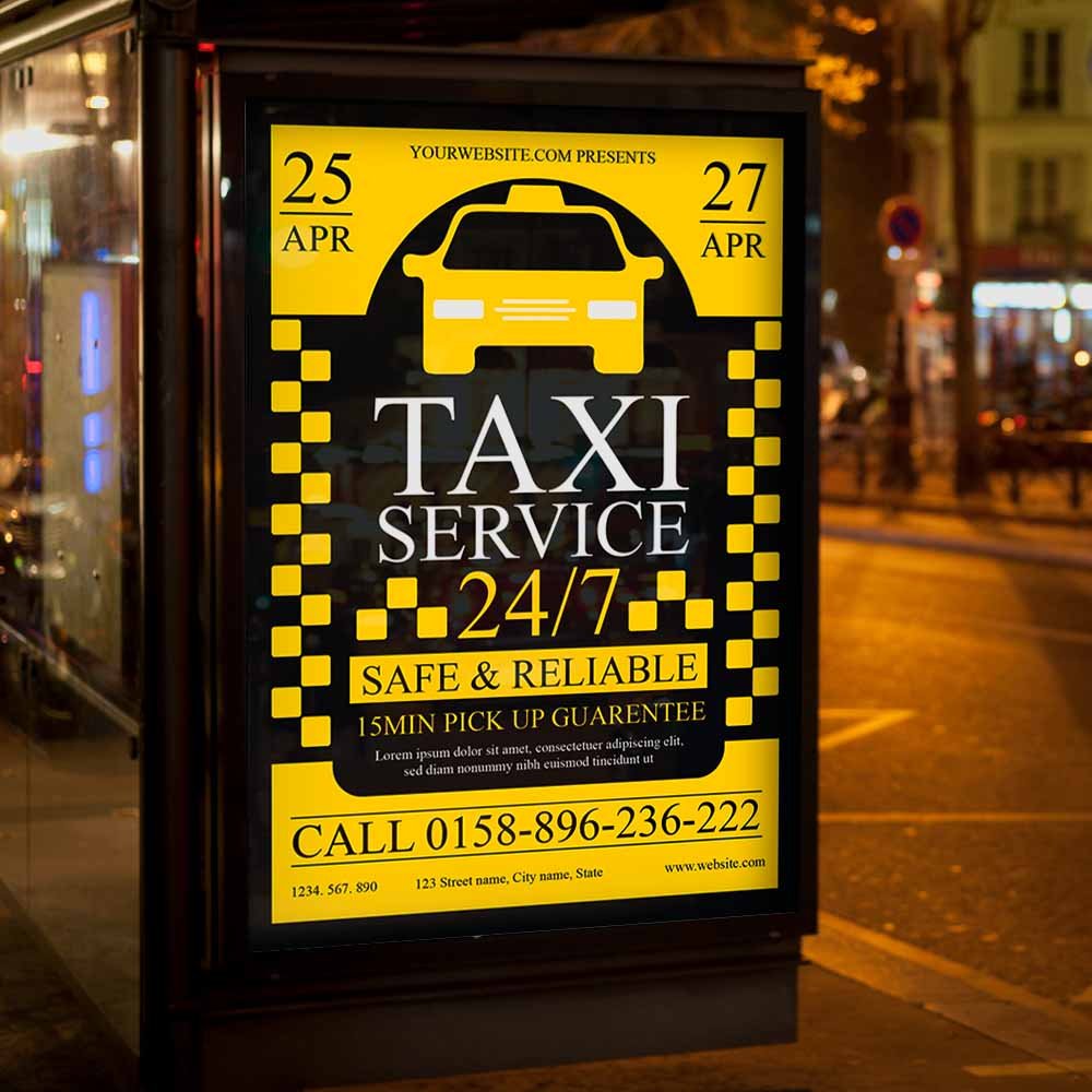 Taxi Service Card Printable Template Flyer PSD | PSDmarket