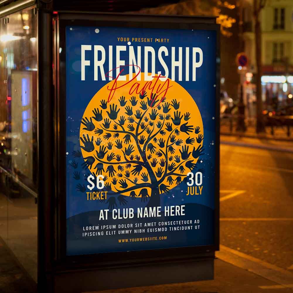 Friendship Party Card Printable Template Flyer | PSDmarket